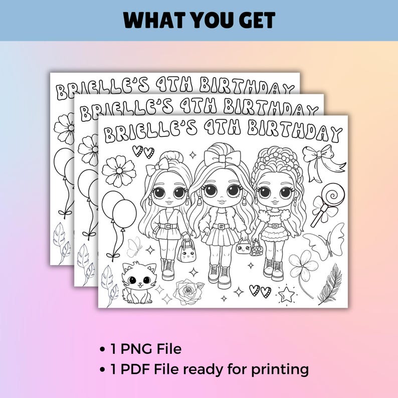 Editable Little Doll Coloring Page PDF Brat Doll Birthday Coloring ...