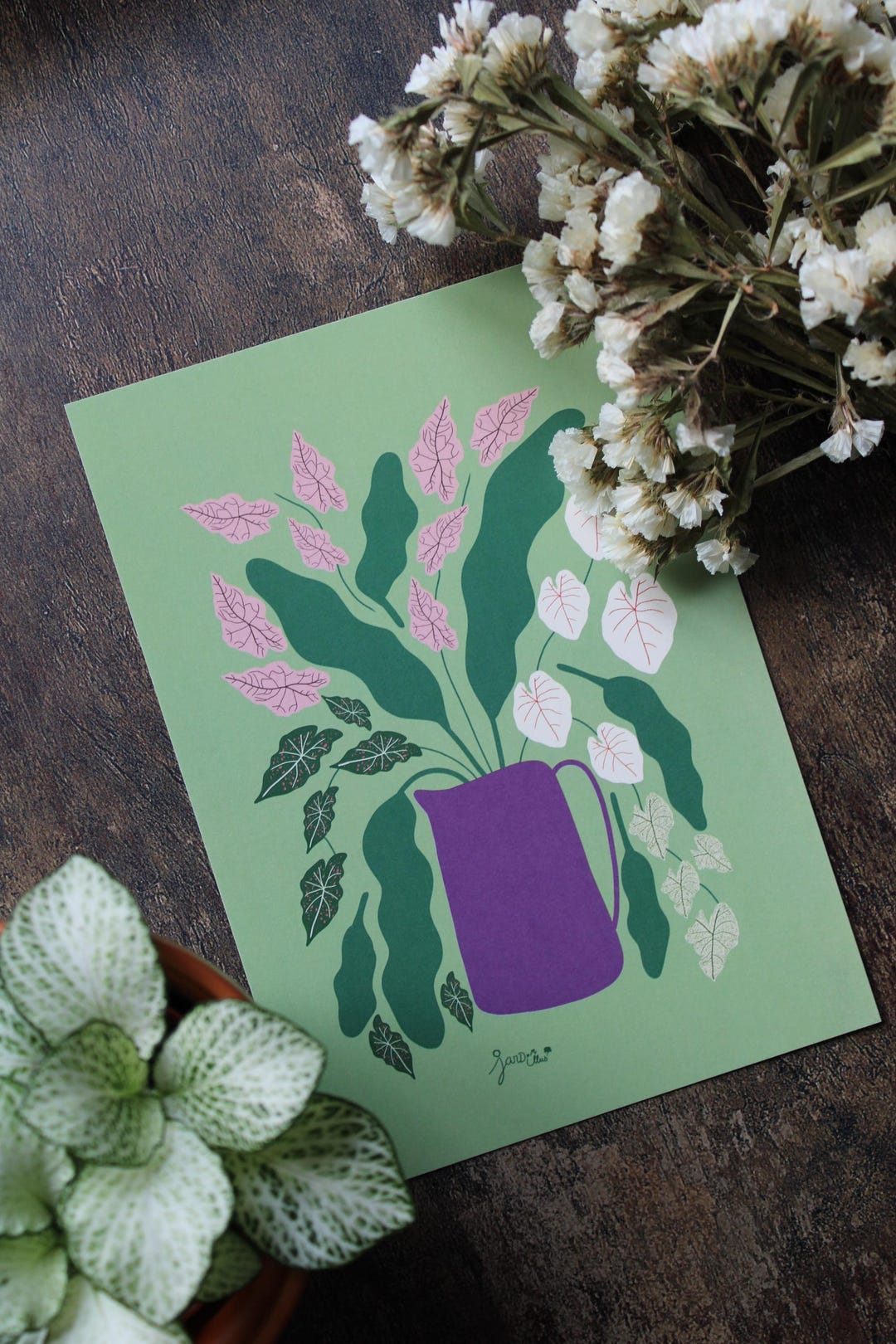 Illustration of a Caladium Painting, A5 Format - Etsy