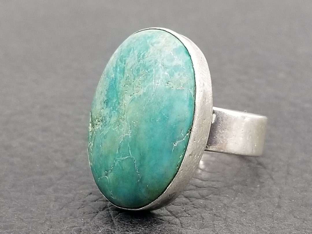 Vintage 925 Solid Sterling Silver Art Deco Turquoise Ring Size 18 - Etsy
