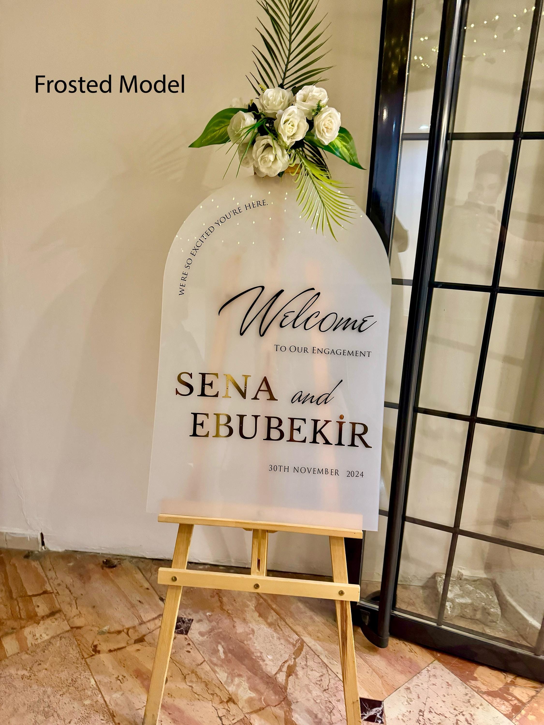 Arched Wedding Welcome Sign - Gold Acrylic, Personalized Reception ...