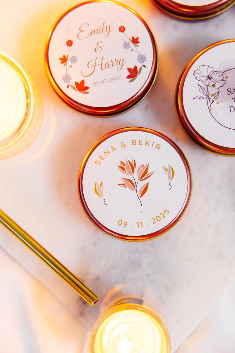 Personalized Wedding Candle Favors, Elegant Tin, Custom Label Gift - Etsy