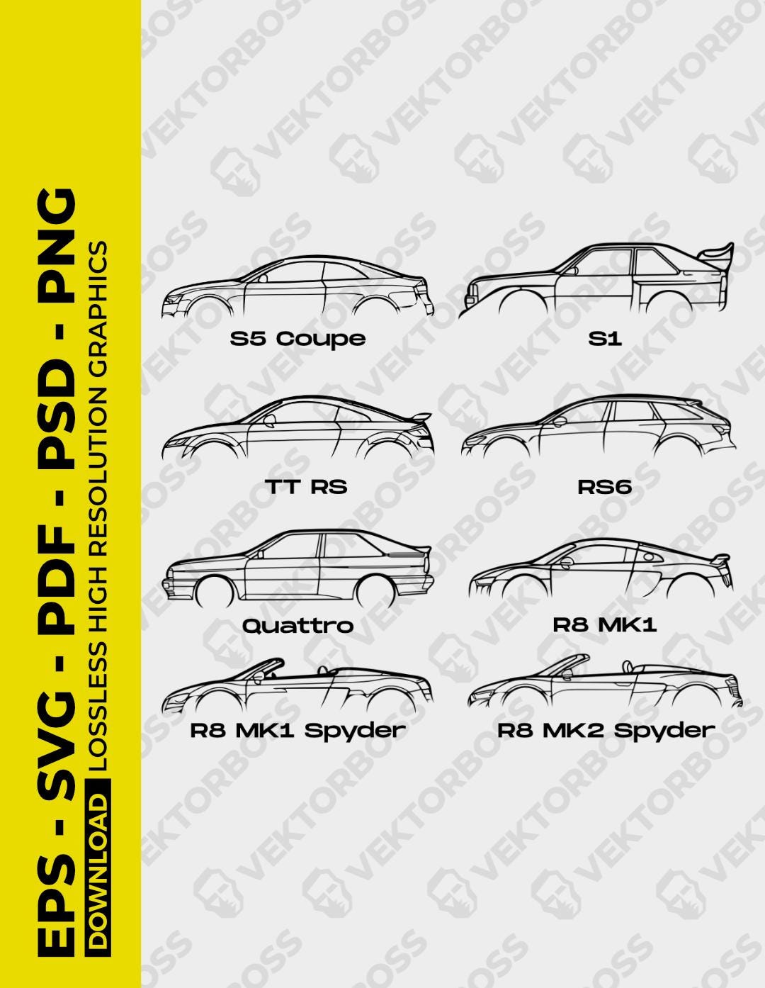 Audi Set SVG, Car Silhouette, Dxf, Psd, Eps, Digital File - Etsy UK