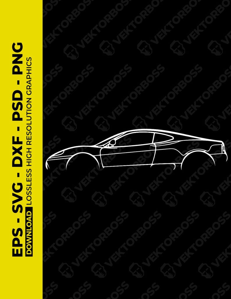 Ferrari 360 Modena File, DXF, Svg, Psd, Eps, Png, Car Silhouette ...
