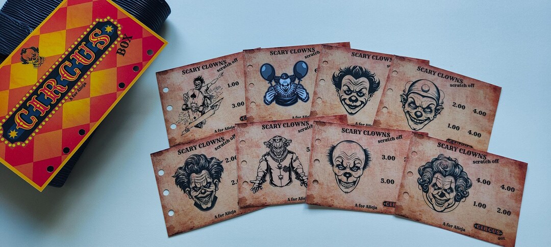 Scary Clowns Cards PDF File | CIRCUS BOX Add on | Low Income Saving ...