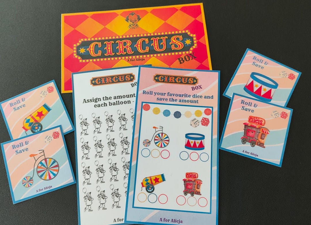 PDF Circus Box Add on Challenges | 2 Trackers With 4 Mini Cards | Low ...