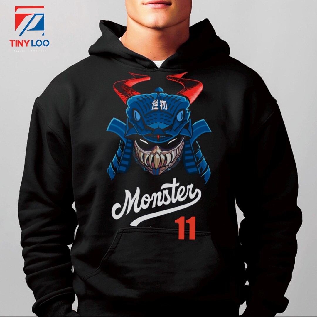 Monster 11 Roki Sasaki Samurai LA Dodgers Pitcher Black Graphic Hoodie ...