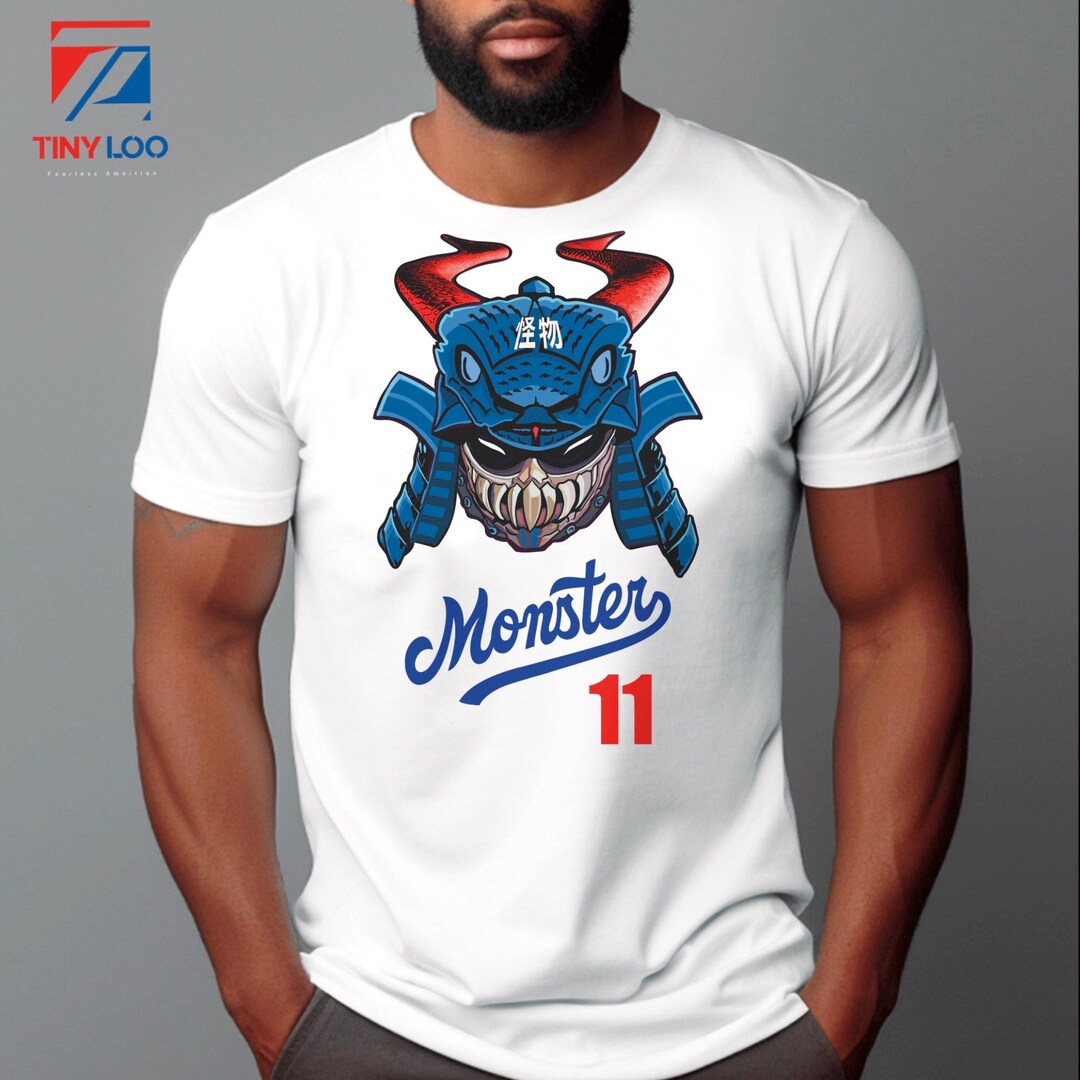 Monster 11 Roki Sasaki Samurai LA Dodgers Pitcher White Graphic Tee ...