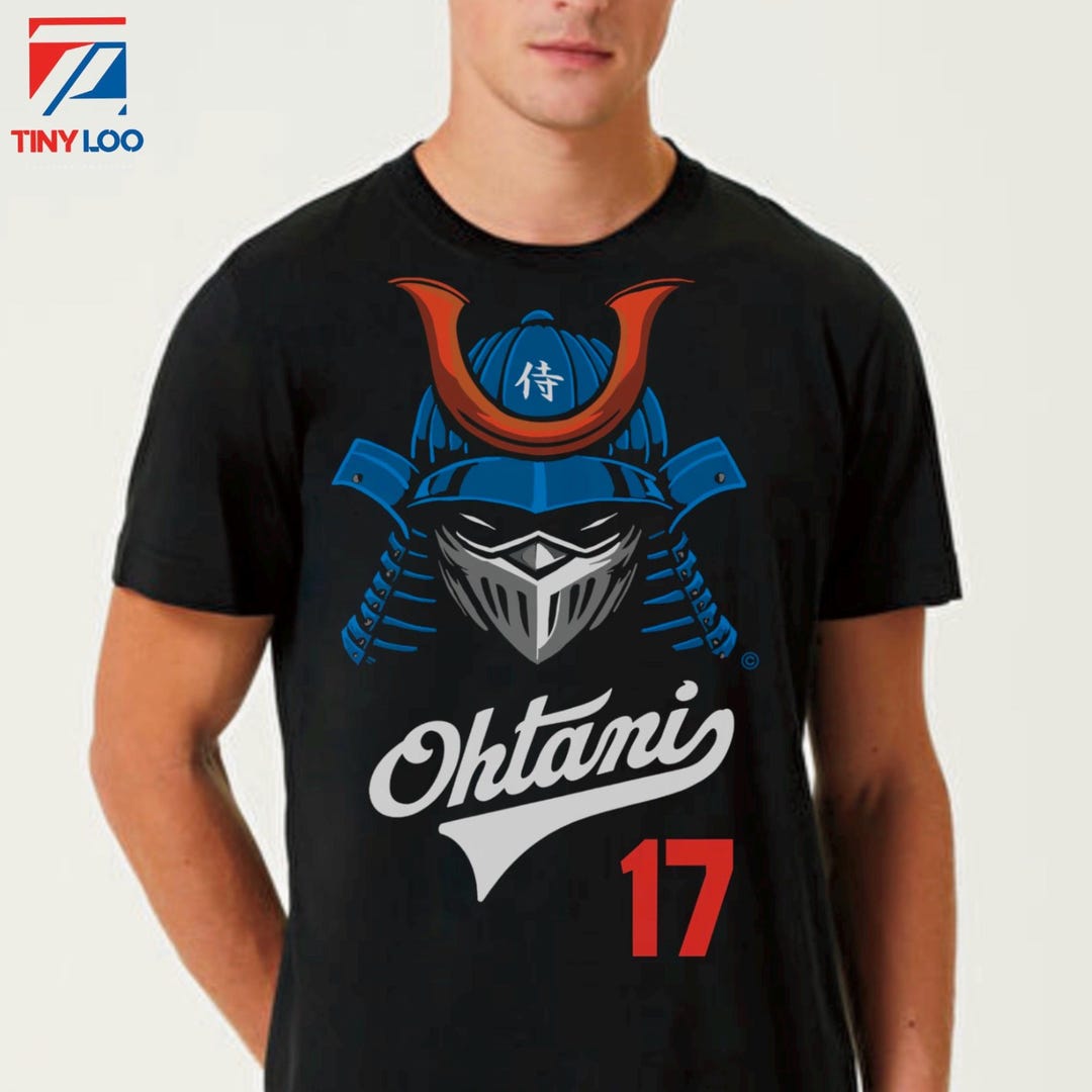 Shohei Ohtani Samurai 17 Helmet T-shirt | Japanese Baseball Fan Art Tee ...
