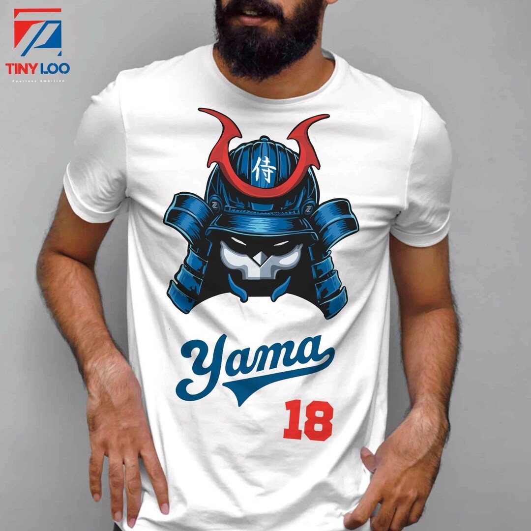 Yoshi Yamamoto Yama 18 Samurai LA Dodgers Pitcher White Graphic Tee, Gift for Los Angeles ...
