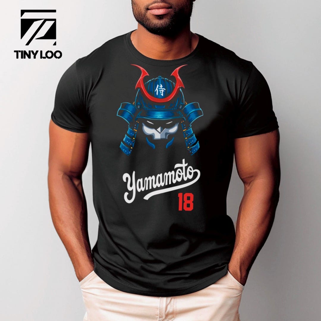 Yoshi Yamamoto Samurai LA Dodgers Pitcher Black Graphic Tee, Gift for ...