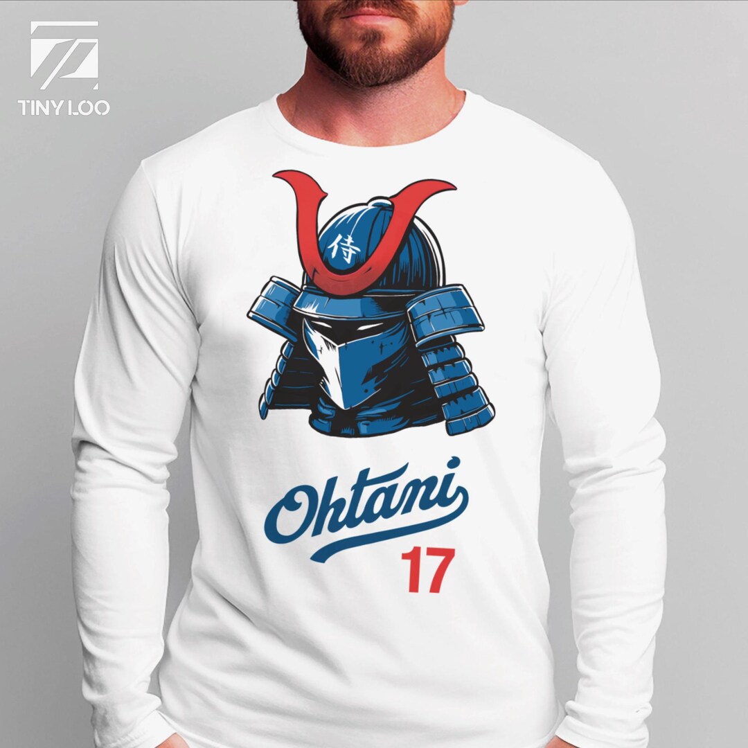 Ohtani Samurai Battle White Long Sleeve Tee, Shohei Ohtani Graphic Tee ...
