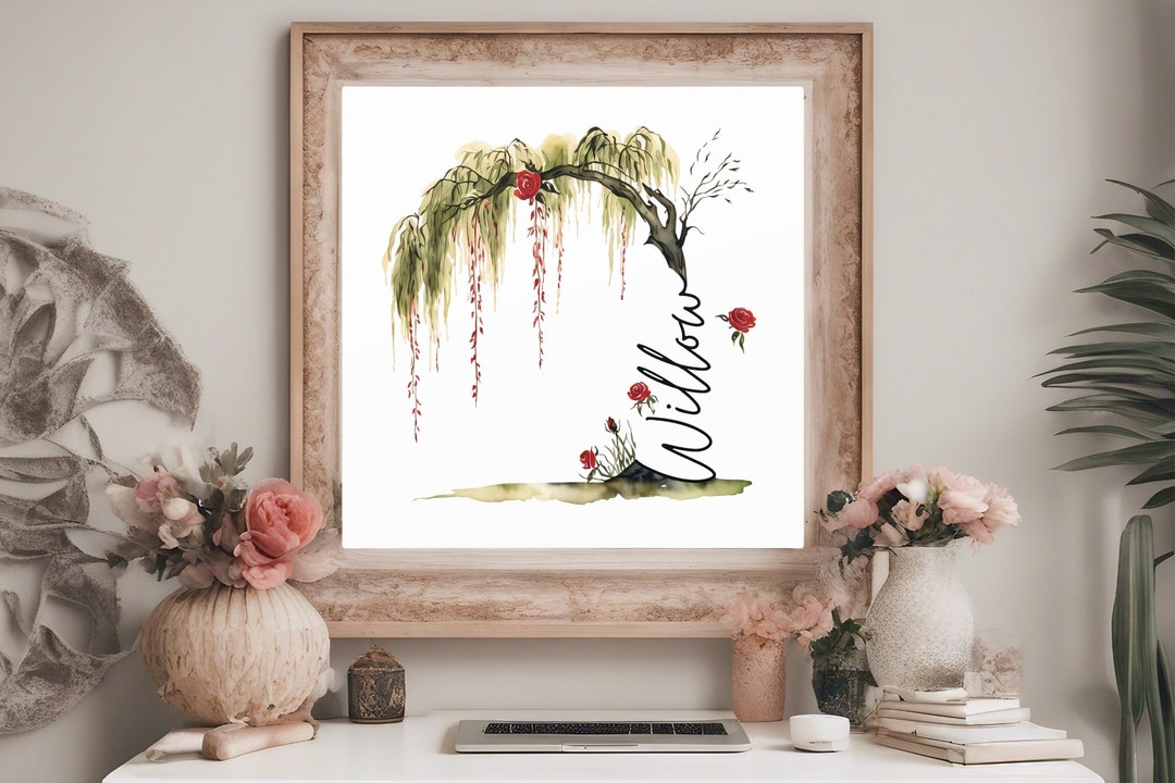 Willow Name Weeping Willow Tree Digital Wall Art Print Willow Tree Room ...