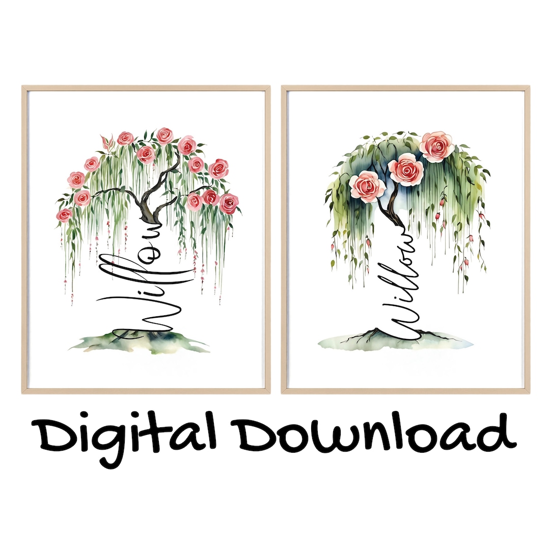 Willow Name Weeping Willow Tree Digital Wall Art Print Willow Tree Room ...