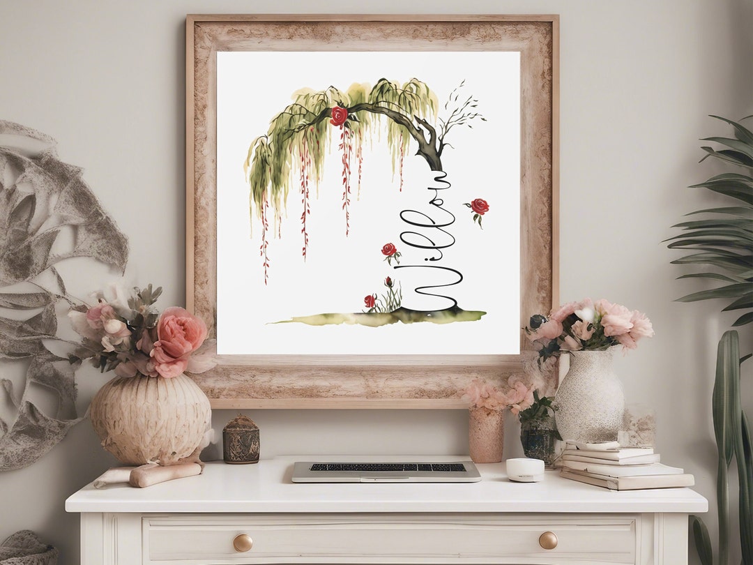 Willow Name Weeping Willow Tree Digital Wall Art Print Willow Tree Room ...