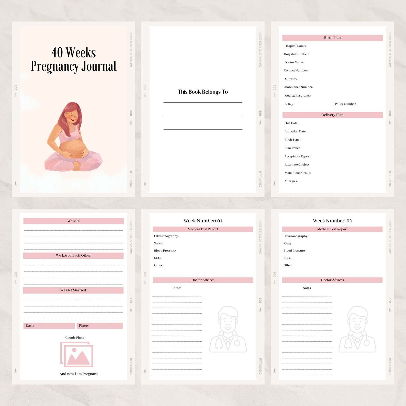 40 Weeks Pregnancy Journal, Pregnancy Planner Printable, Printable ...