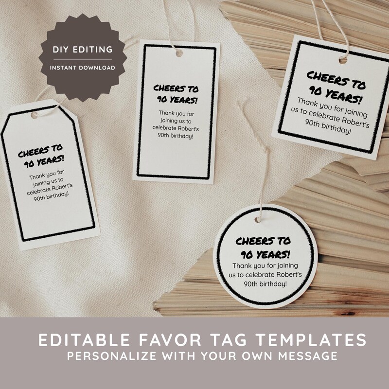 90th Favor Tags - Etsy