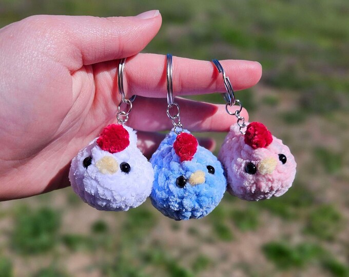 Crochet Chicken Keychain, Bag Charm, Amigurumi Chicken, Mabel Chicken ...