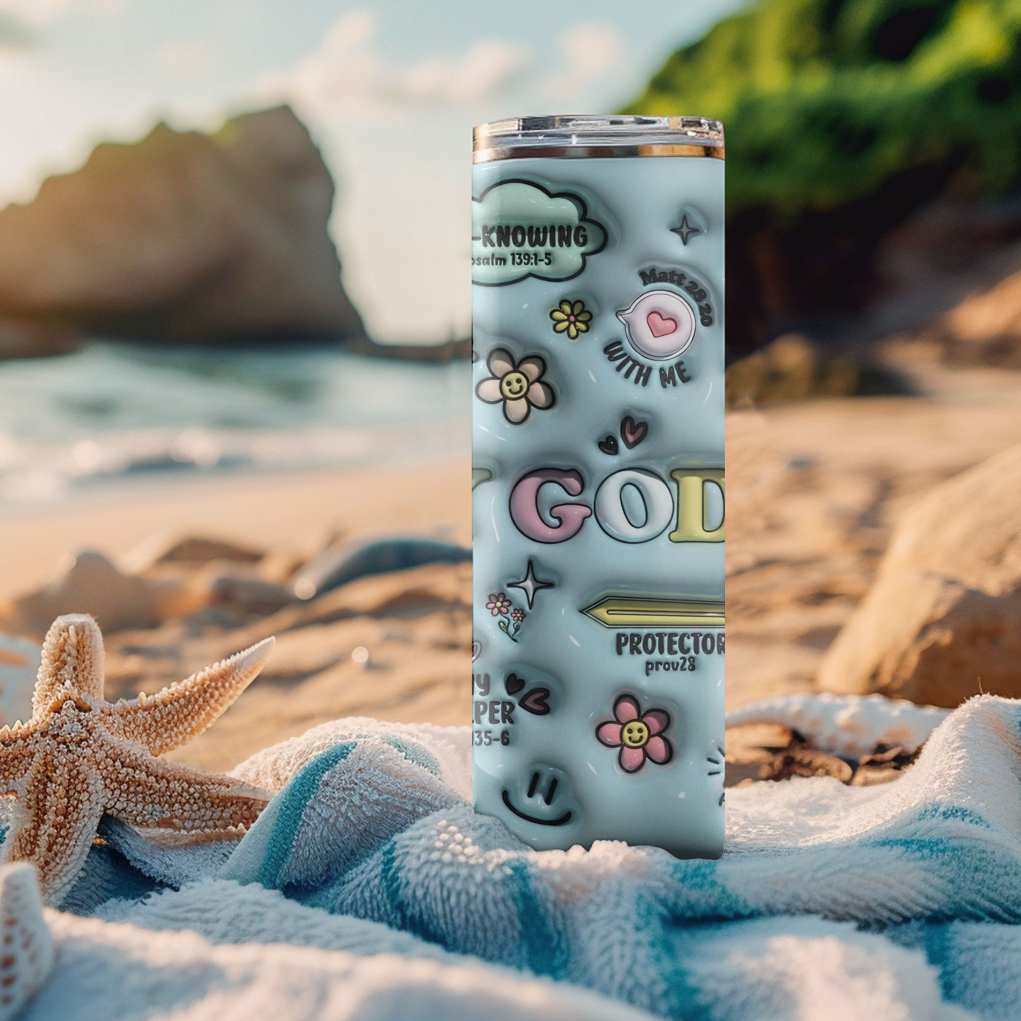 3D My God is Inflated Tumbler Wrap, 20oz Skinny Tumbler, Retro ...