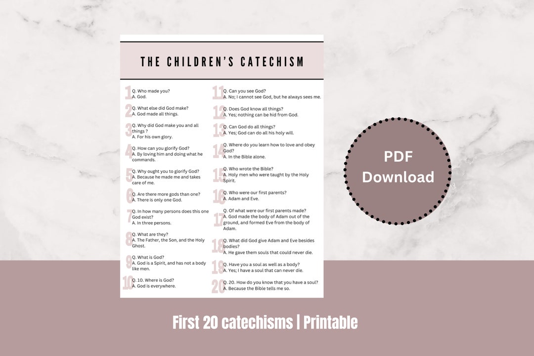 The Children’s Catechism Printable - Faith Based - Toddler Printable ...