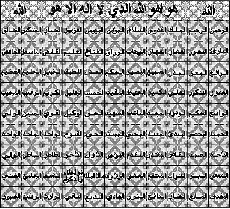 99 Names of Allah Cross-stitch Pattern Template (PDF) - Etsy
