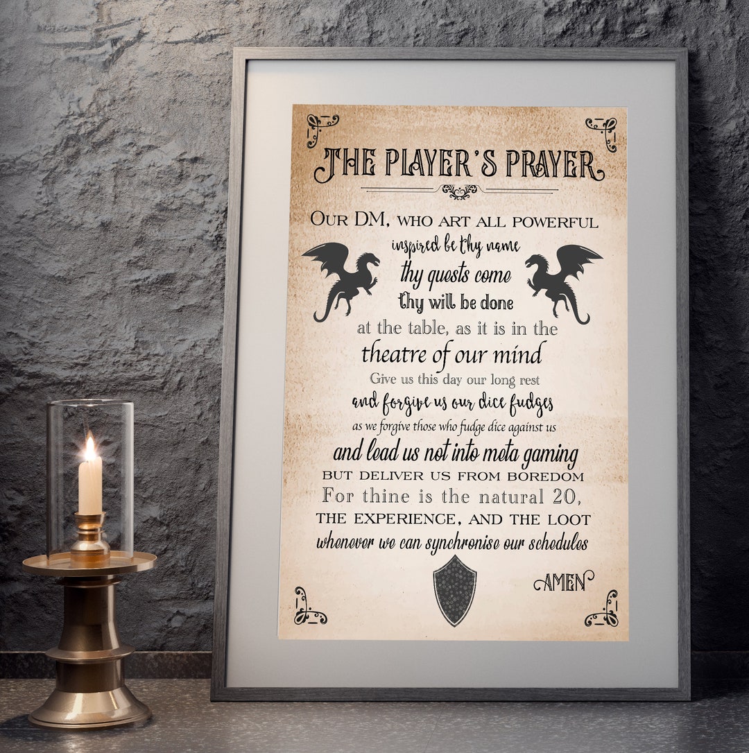 The Players Prayer Poster Fantasy Poster RPG Wall Art Role Playing ...