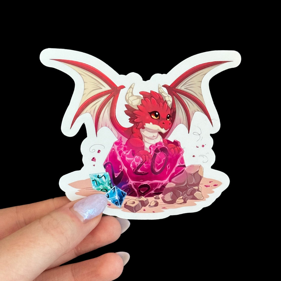 Dragon Hatchling Sticker 20 Sided Dice Dragon Dragon Egg Sticker DND Dragon Sticker DND Dice ...