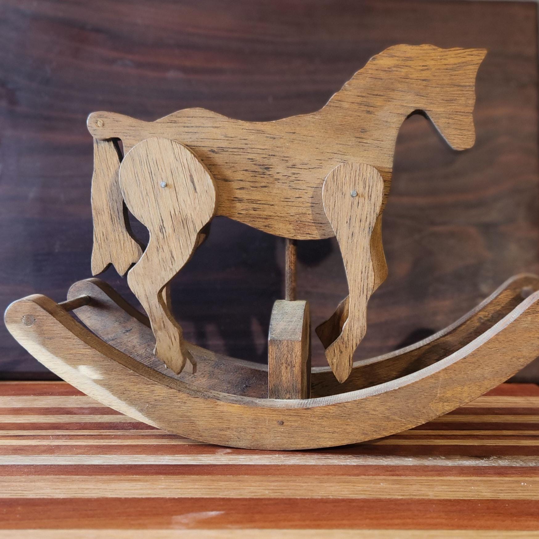 Handcrafted Wood Toy Rocking Horse -makes Galloping Sound When Rocked ...