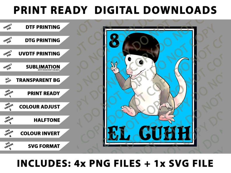 Opossum El Cuhh Takuache Cuh Funny Trash Possum Mexican Meme Png Bundle, SVG Files, Digital ...