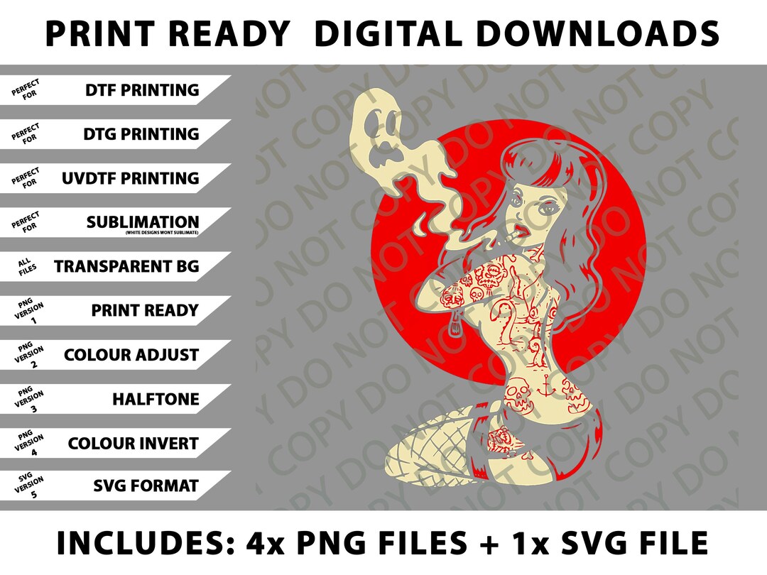 Horror Art Sexy Goth Girl Burlesque Psychobilly Punk Art Png Bundle, SVG Files, Digital ...