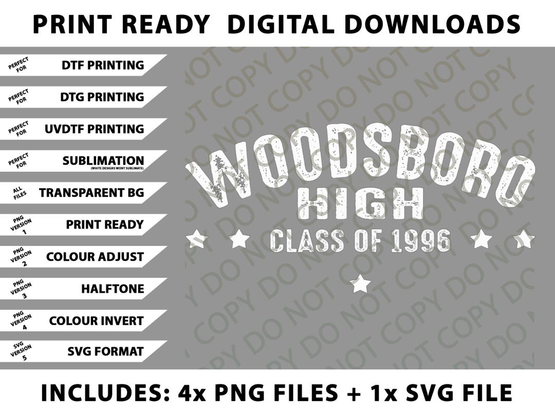 Scream Horror Movie Woodsboro High School Class of 1996 Png Bundle, SVG ...