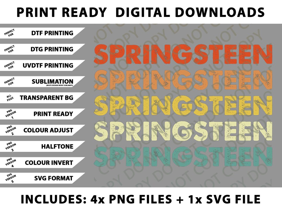 Springsteen Vintage Retro Png Bundle, SVG Files, Digital Downloads - Etsy