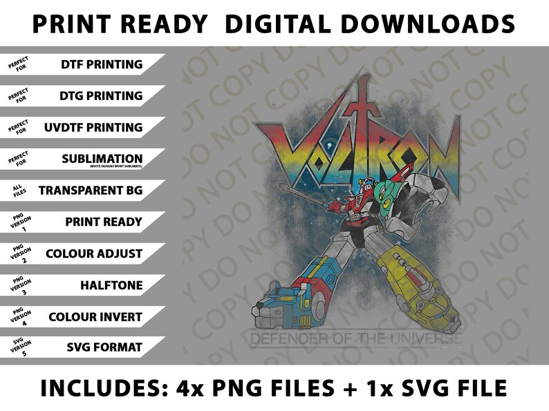 Voltron Retro Defender Rainbow Graphic Png Bundle, SVG Files, Digital ...