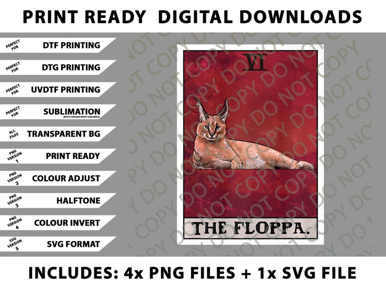 The Floppa Caracal Cat Tarot Card Funny Meme Premium Png Bundle, SVG ...