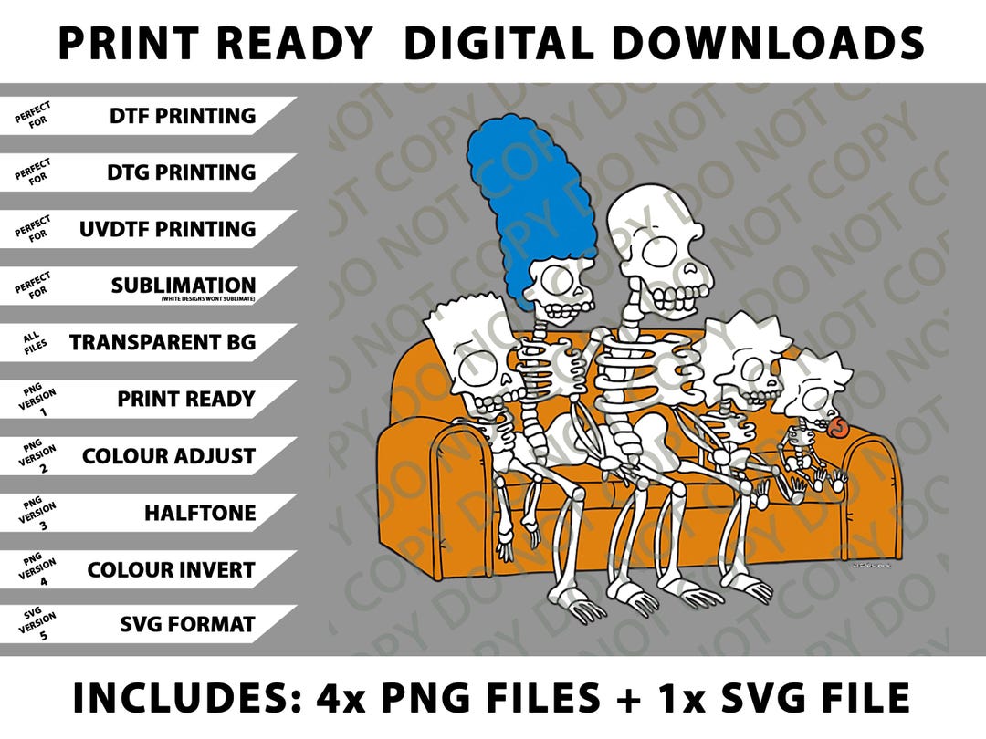 The Simpsons Skeletons Treehouse of Horror Couch Gag Png Bundle, SVG ...