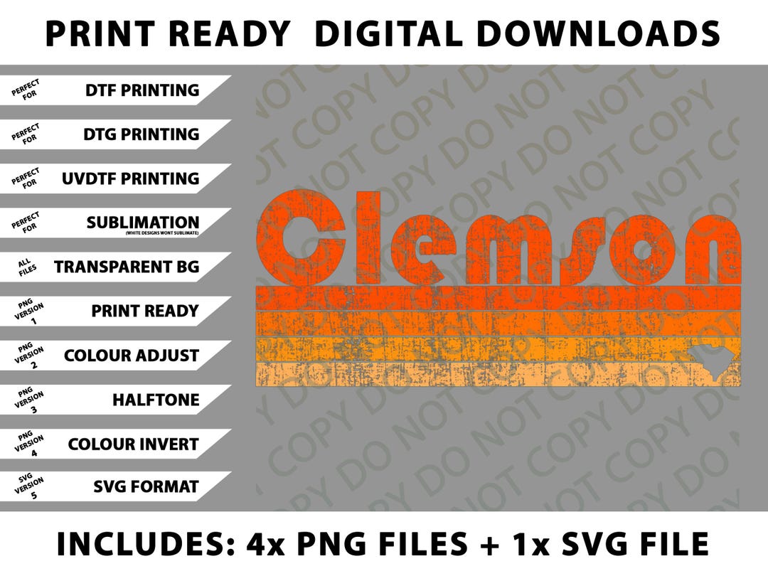 Retro 80s Style Clemson SC Png Bundle, SVG Files, Digital Downloads - Etsy