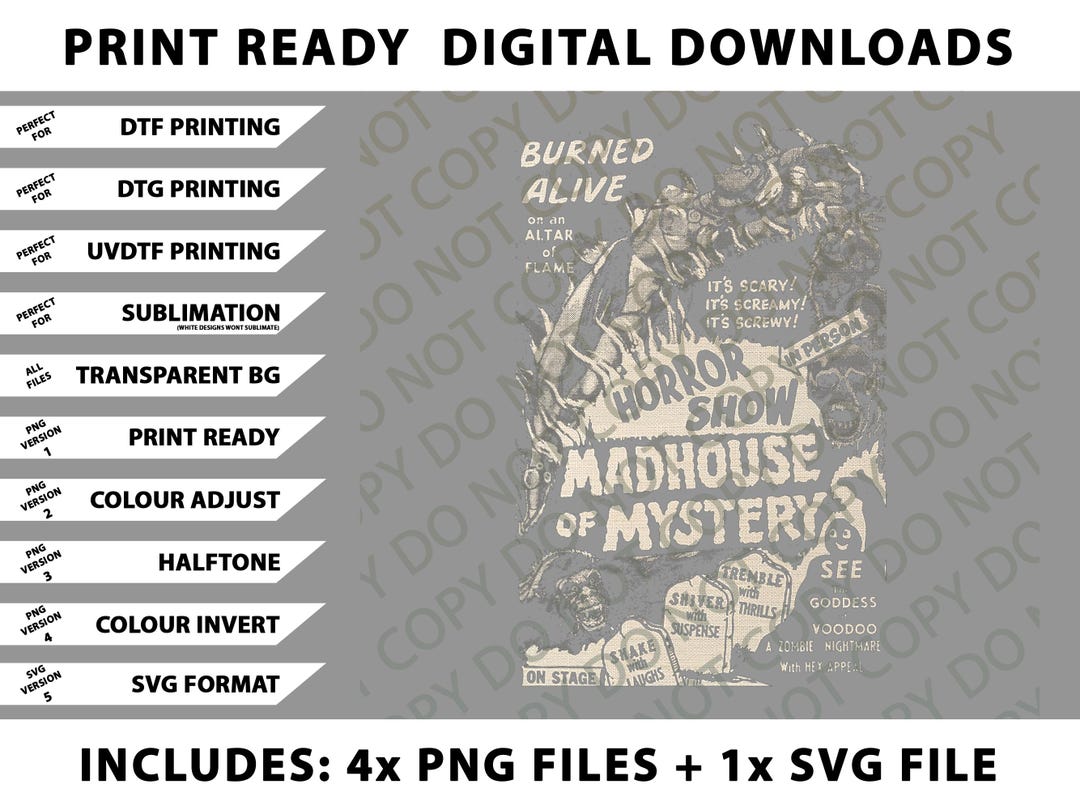 Vintage Halloween Monsters Slasher Horror Movie Horror Show Png Bundle ...