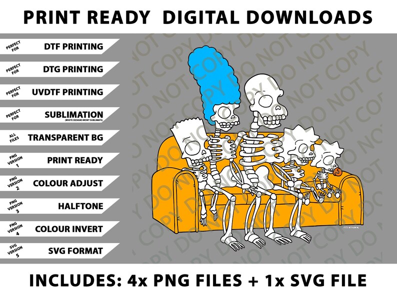 The Simpsons Skeletons Treehouse of Horror Couch Gag Png Bundle, SVG ...