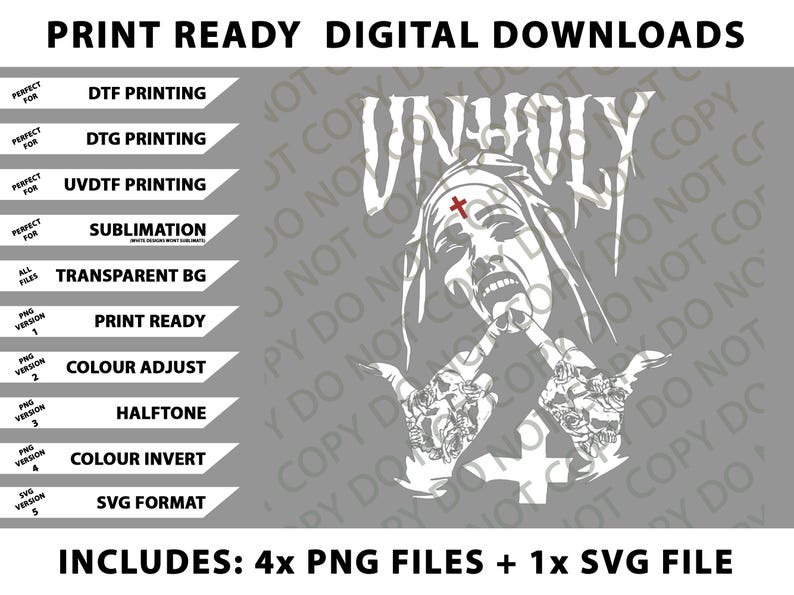 Horror Unholy Nun Png Bundle, SVG Files, Digital Downloads - Etsy