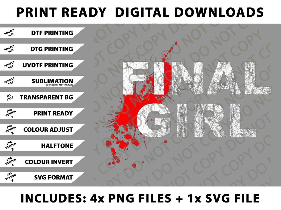Final Girl Horror Movie Slasher Film Png Bundle, SVG Files, Digital ...