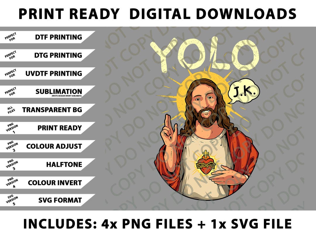 Jesus Christ YOLO JK Meme Funny Christian Easter Png Bundle, SVG Files ...