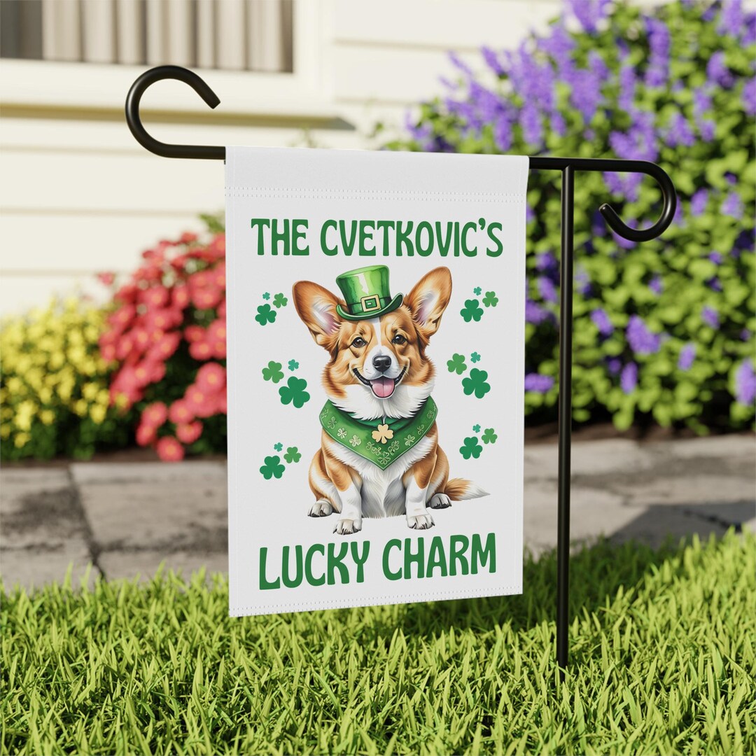 Personalized Corgi St. Patricks Day Garden Flag Corgi Garden Flag Corgi ...