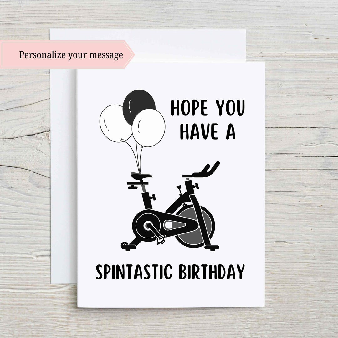 Spin Bike Birthday Card, Spin Class Lover Card, Spin Class Gift, Spin ...