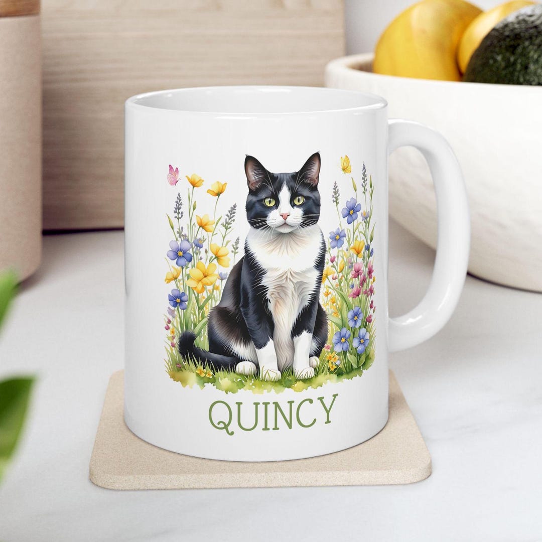 Personalized Tuxedo Cat Mug Spring Cat Mug Tuxedo Catmom Gift Mothers ...