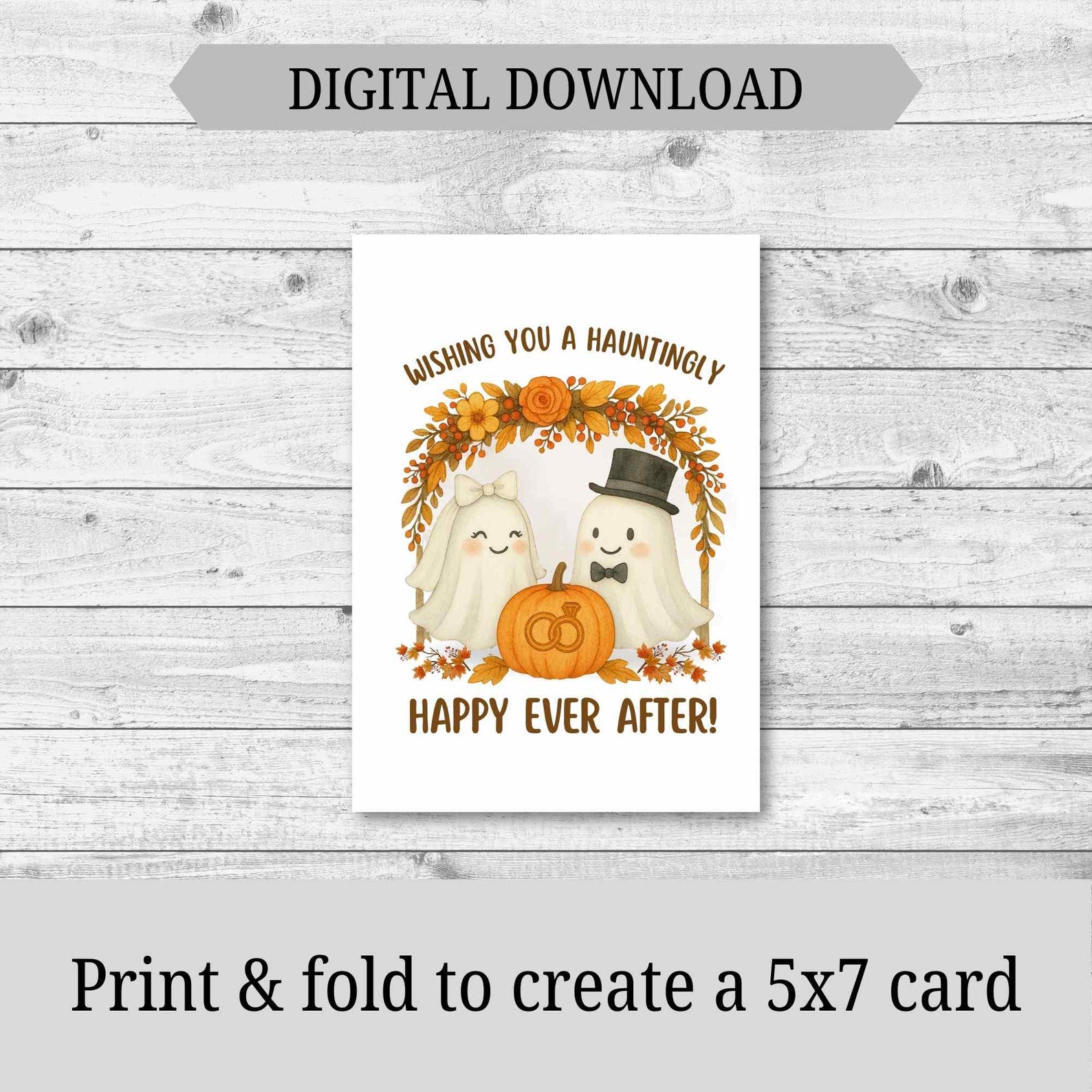 DIGITAL DOWNLOAD Halloween Wedding Card, Halloween Engagement Card ...