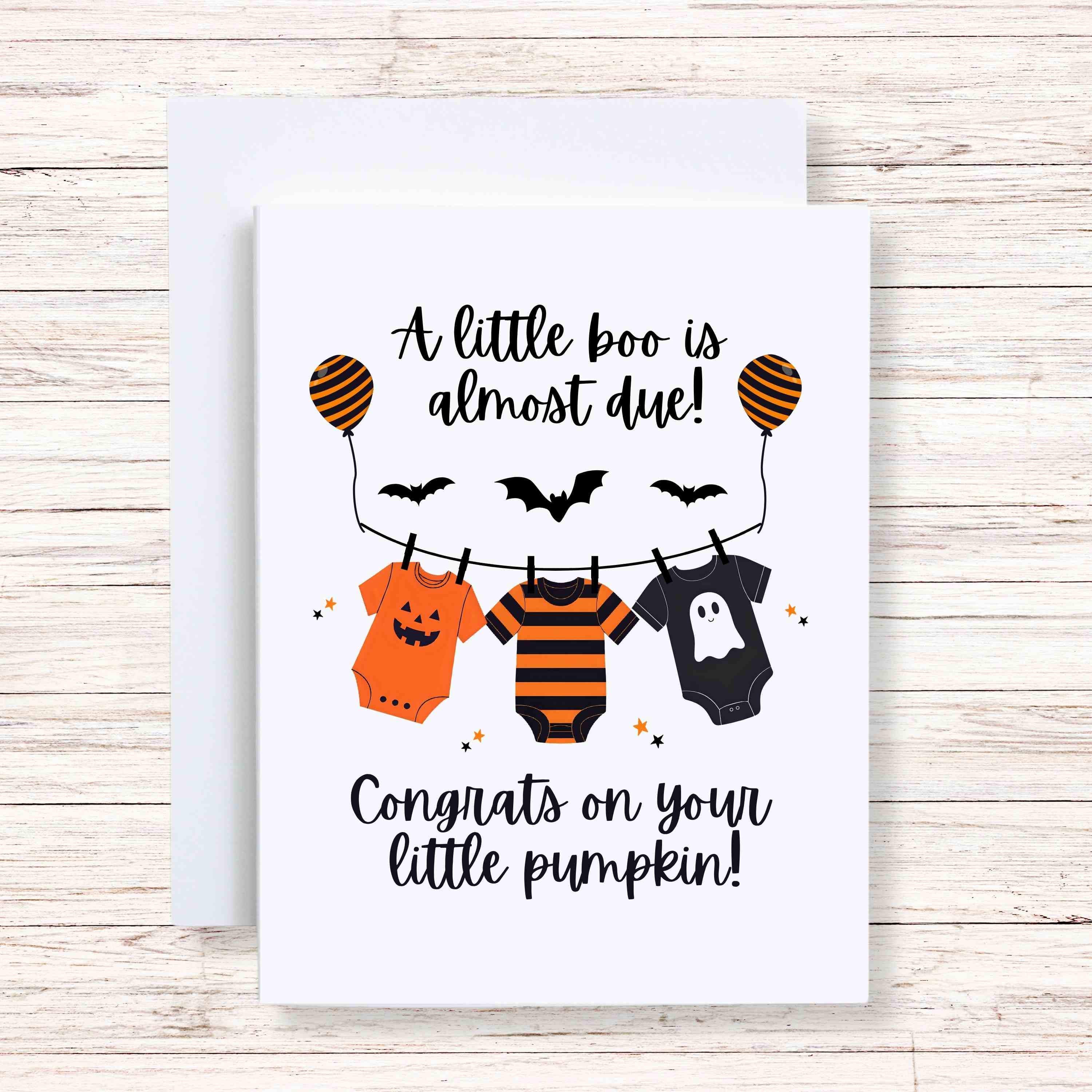 Halloween Baby Shower Card, Little Boo Card, Little Pumpkin Card, Baby ...