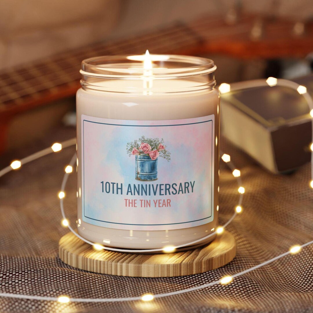 10th Anniversary Candle, Tin Anniversary Gift, Tenth Wedding ...
