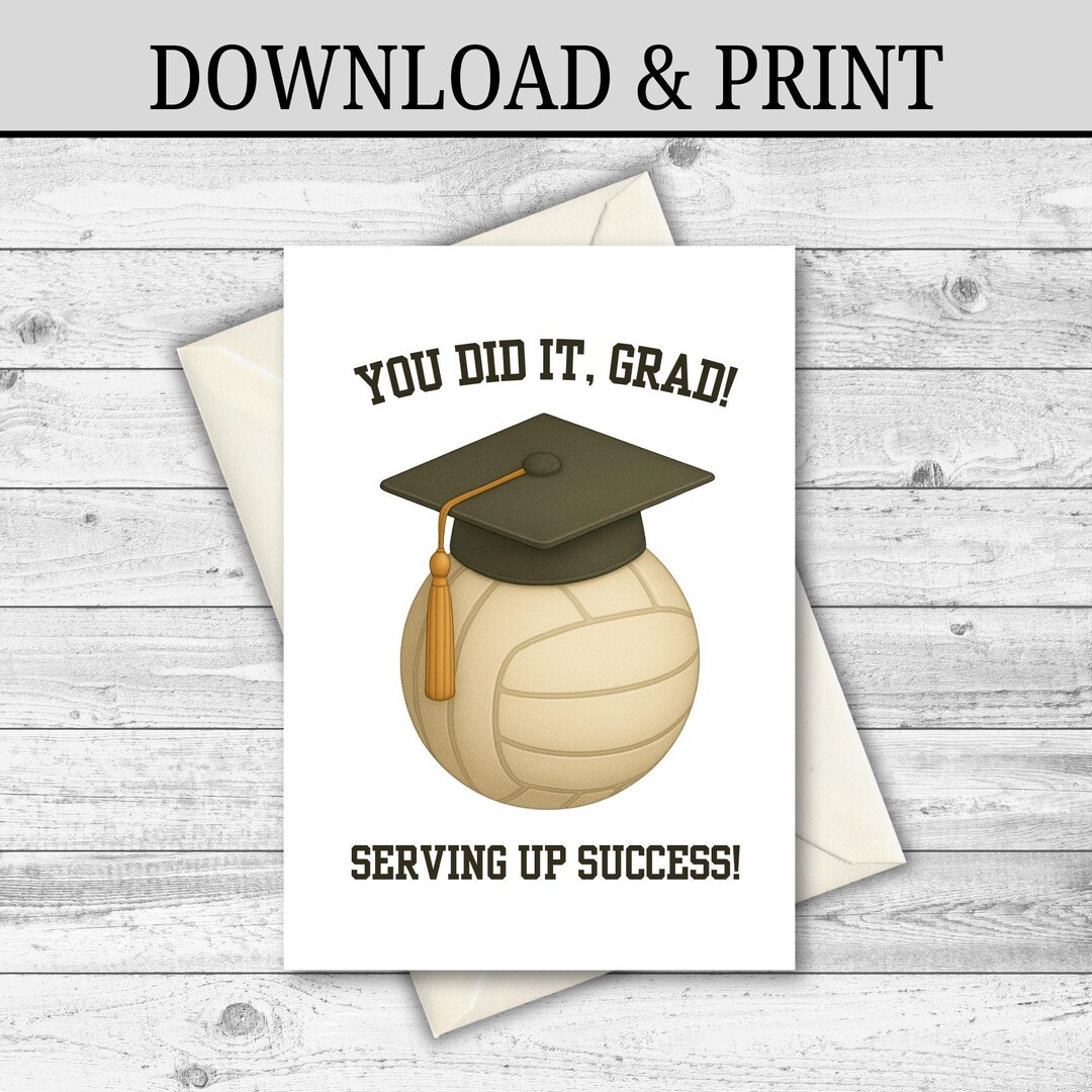 DIGITAL DOWNLOAD Volleyball Graduation Card, Sports Graduation Card ...