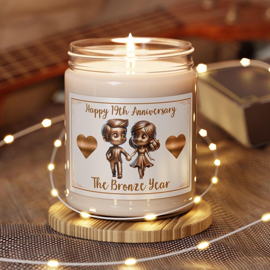 19th Wedding Anniversary Candle the Bronze Year Husband Wife Couple ...