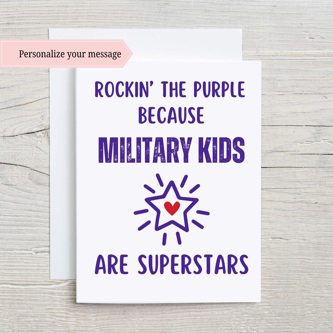 Purple up for Military Kids Card, Purple up Month, Military Kids ...