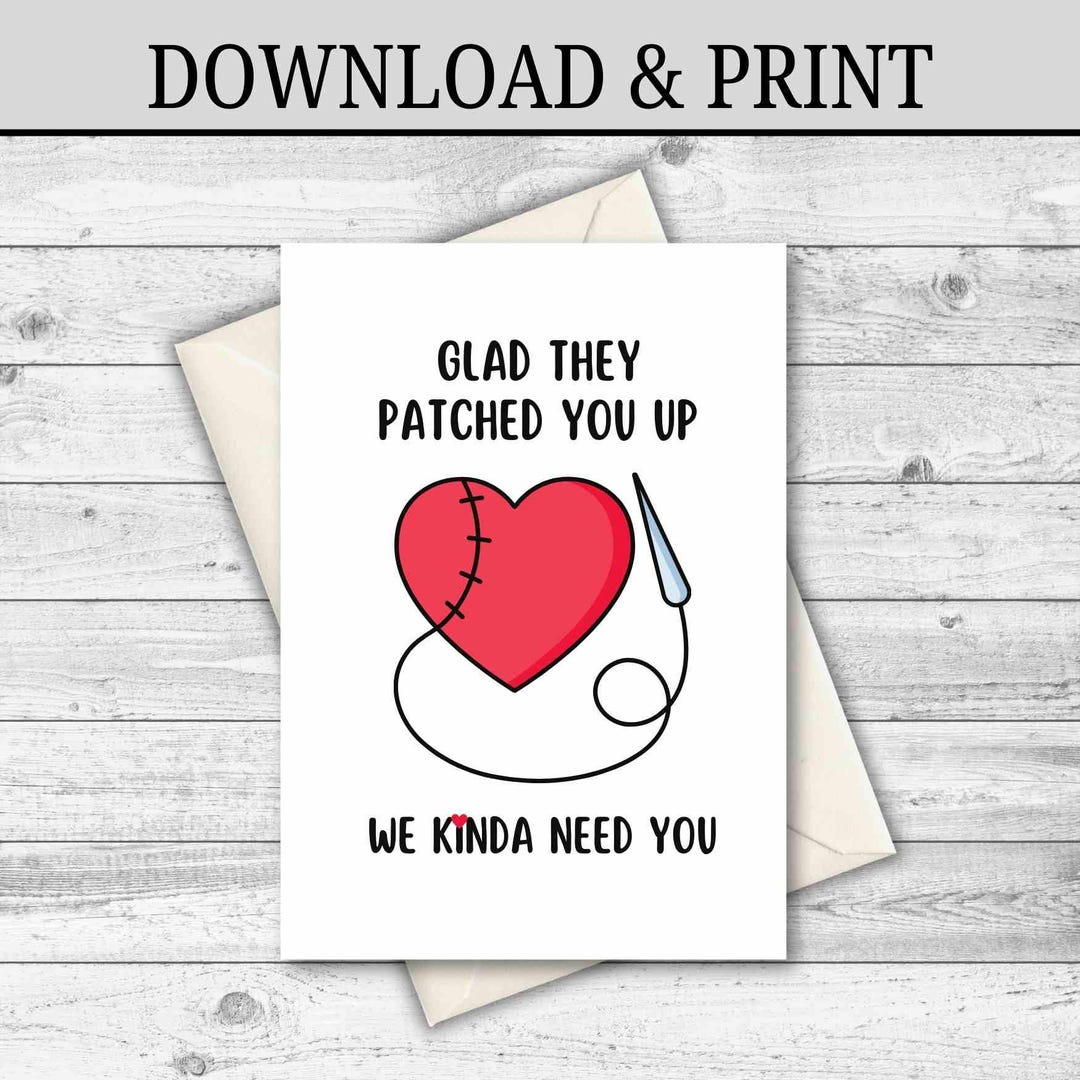 DIGITAL DOWNLOAD Surgery Card, Get Well Soon, Heart Surgery, Speedy ...
